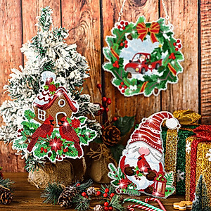 Sintuff 3 Pcs 5D Sunflowers Gnomes Bee Diamond Painting Kits Hanging Honeybee Dwarf Sunflowers DIY Round Diamond Art Kits Gnome Diamond Painting Kits for Art Adults Beginners DIY Home Wall (Garland)