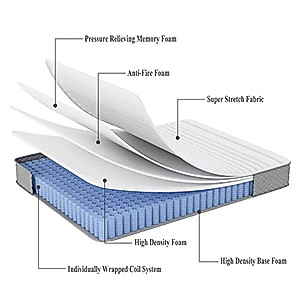 WHITE NEST Queen Mattress, 10 Inch Memory Foam Mattress with Innerspring Hybrid Mattress in a Box Pressure Relief & Supportive Full Size Mattress (Queen)…