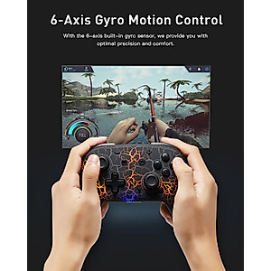 Switch Controller, Wireless Switch Pro Controller for Switch/Switch Lite/Switch OLED, 8 Colors Adjustable LED Wireless Remote Gamepad with Unique Crack/Turbo/Motion Control (Black)