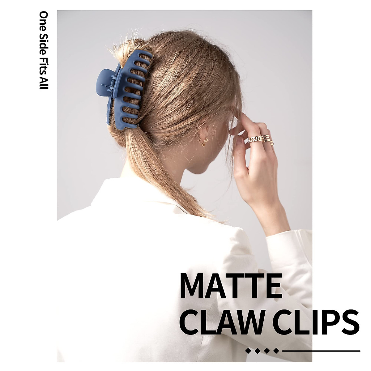 Beauty.H.C Large Hair Claw Clips for Women, 6 Pack - Nonslip Neutral Clips for Thick, Long, Thin, Curly Hair, Trendy Aesthetic Accessories - Waterproof for Facial Cleaning, Showering, Makeup