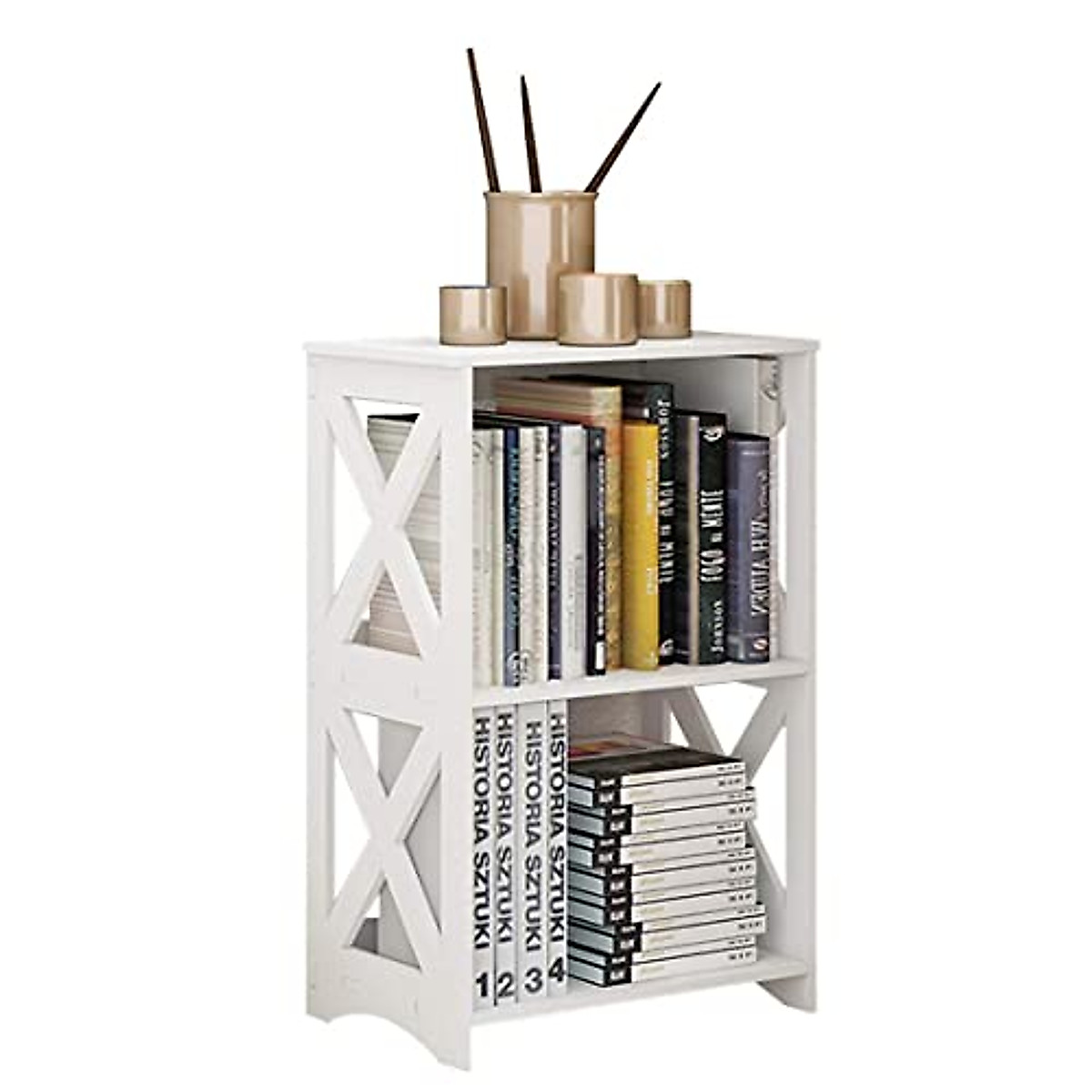 RIIPOO End Bedside Table 3 Tier, White, Bathroom Nightstand Shelf for Small Spaces, Living Room, Office, Dorms