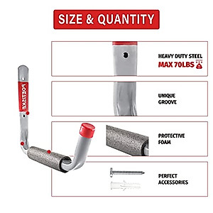 unp POETISKE Utility Hooks Ladder Hooks with 9.8'' Jumbo Arm Garage Storage Organizer Hang Folding Chair Bike Ski Tool Heavy Duty 4PC