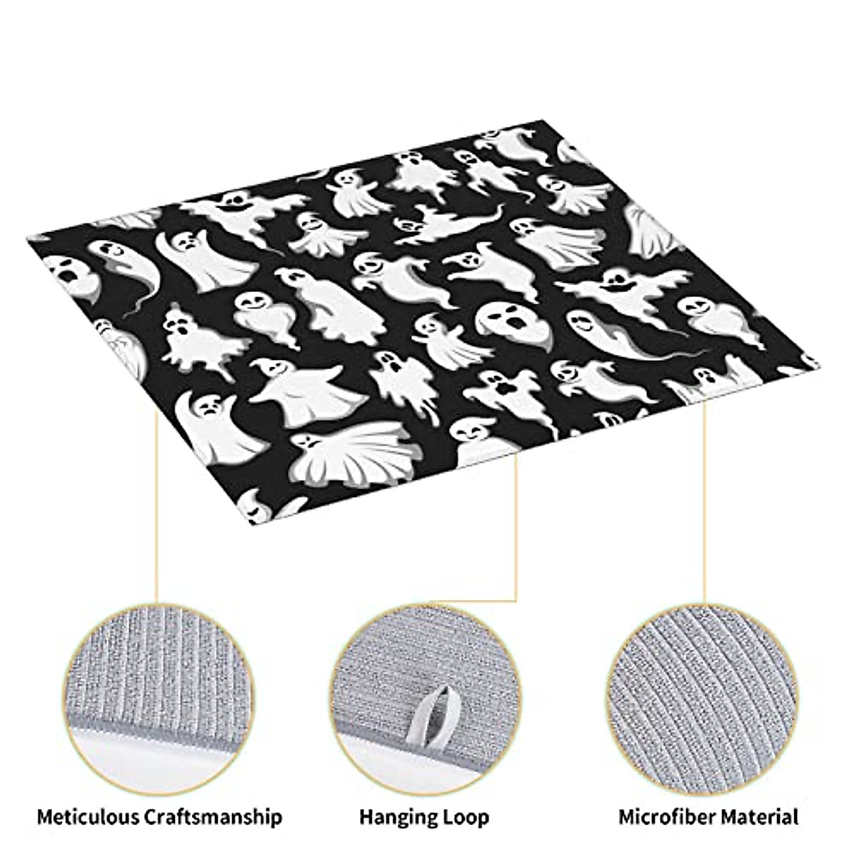 Halloween Goth Printed Drying Mat For Kitchen Ultra Absorbent Microfiber Dishes Drainer Mats Non-Slip Silicone Quick Dry Pad - 18 X 16inch