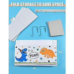 WERNNSAI Dinosaur Door Hanging Organizer - Over Door Storage with 4 Large Pockets 3 Clear Small Pockets for Kids 49” x 14” x 5” Baby Storage Toys Towels Sundries for Children Room Bedroom Kitchen