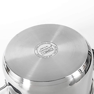 Rorence Stainless Steel Stock Pot with Lid: 6 Quart Stockpot Pasta Pot with Two Side Spouts, capsule Bottom, Strainer Glass Lid