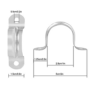 AConnet 100 Pack 3/4 inch U Clamp Metal Rigid Pipe Strap with 2 holes, Stainless Steel U Bracket Pipe Clamps Hanger Fit for 3/4 inch Pipes