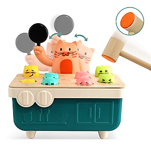 TOP BRIGHT Developmental Toys for 3 Year Old Wooden Pounding Bench Toy with Hammer Fine Motor Skills Toys Montessori Toy for Toddlers, Preschool Learning Educational Toys for Age 3 Year Girls Boys