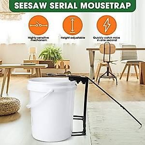 4 Pcs Mouse Trap Bucket Walk The Plank Mouse Trap Humane Flip and Slide Auto Reset Safe Waterproof Rat Trap Catcher Bucket Including Ramps for Indoor Outdoor House