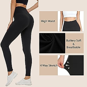 CTHH 2 Pack Leggings for Women Tummy Control-High Waisted Soft Workout Yoga Pants(Black,Black Large-X-Large)