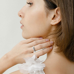 Vito Sterling Silver Fidget Anxiety Ring, Unisex Adjustable Open Band Ring With Rotatable Beads, 2 Layers Expandable Spinner Ring Jewelry Gift