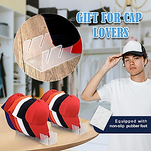 Yezow 2 Pack Hat Stand for Baseball Caps Display and Organizer, No Install Acrylic Hat Holder for 14 Baseball Caps for Bedroom, Closet, Dresser,Entrance (Clear)