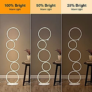Floor Lamp for Living Room , Modern Ring Style , 24W Standing Lamp for Bedroom , 3 Brightness Levels Dimable with Touch Switch 3000K LED,39 Inches, Tall Lamp For Office, Kids Room, Reading Room(White)
