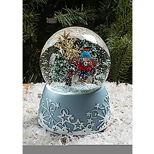 Roman Ice Skating Child With Hot Drink 6 Inch Musical Glitter Globe Playing The Tune Jingle Bells