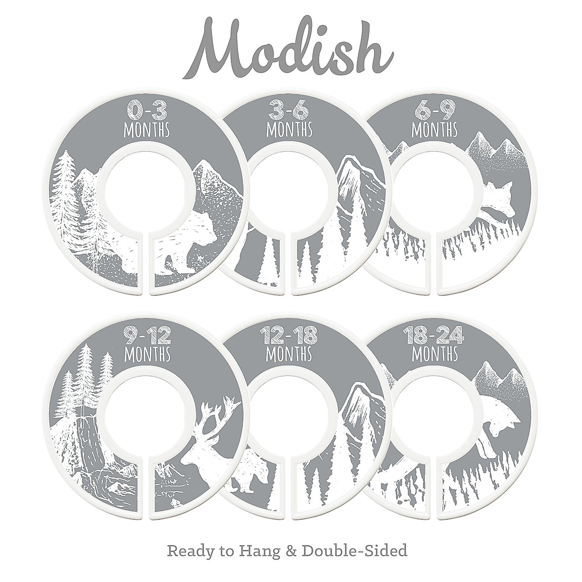 Modish Labels Baby Clothes Size Dividers, Baby Closet Organizers, Closet Size Dividers, Baby Closet Organizers, Clothes Organizer, Neutral, Boy, Girl, Woodland Animals, Tribal, Nordic (Gray)