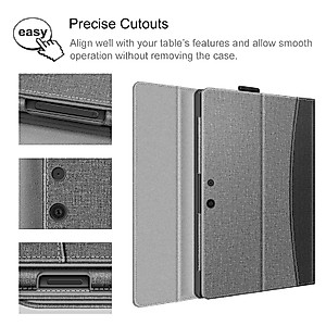 Fintie Case for Microsoft Surface Pro X (2021/2020/2019) - Multiple Angle Viewing Portfolio Business Cover with Pocket for 13 Inch New Surface Pro X, Compatible w/Type Cover Keyboard, Gray