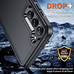 SPIDERCASE Designed for Samsung Galaxy S23 Case, [10 FT Military Grade Drop Protection], 2 Pack [Tempered Glass Screen Protector+Camera Lens Protector] Heavy Duty Shockproof Case, Black