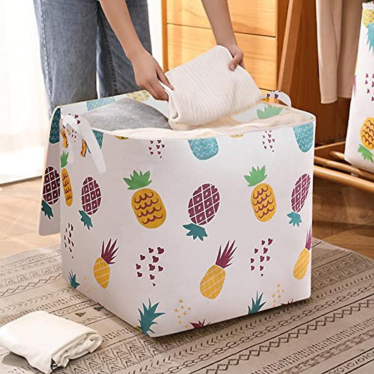 LOYE Comforter Bags Storage Bag Wardrobe Storage Bag Sweater Clothes Storage Container Clothing Storage Box Foldable Closet Storage Clear Plastic Clothes Bags (B-@, One Size)