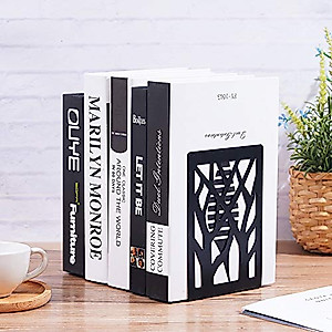 Book Ends Universal Premium Bookends for Shelves, Non-SkidBookend, Heavy Duty Metal Book End, Bookend Supports, Book Stoppers (3Pairs/6Pieces) Black
