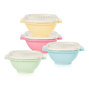Tupperware Heritage Collection 3.5 Cup Bowl with Starburst Lid 4 Pack - Multi Vintage Color, Dishwasher Safe & BPA Free - (860 ml)
