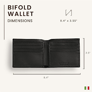 Maruse Bifold Wallet - Slim Leather Wallet – Genuine Italian Calf Leather Wallet – Elegant and Classy – Versatile and Minimalist Wallet for Men, Black