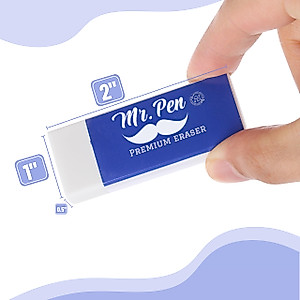 Mr. Pen Pencil Erasers, White, Large, Pack of 10