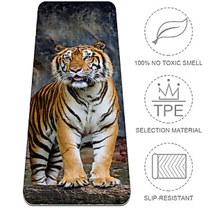 LEVEIS Yoga Mat Tiger Animal Thick Non Slip Exercise Workout Mats for Home Gym Floor Travel