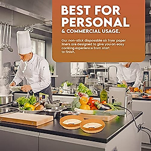 SNOYE 100PCS Air Fryer Disposable Paper Liner, 8inch Oil-Proof Round Non-Stick Air Fryer Parchment Paper Liners for Frying, Baking, Cooking, Roasting, and Microwave