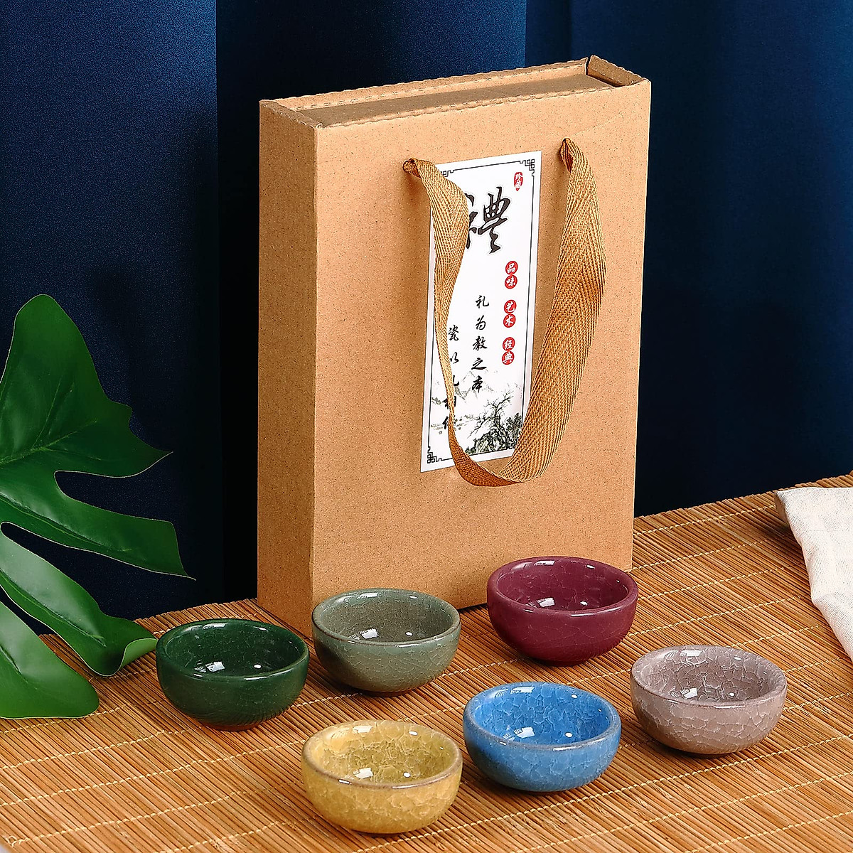 Skyley 6 Pieces Korean Soju Shot Glasses Sets Koi Fish Tea Set Porcelain Koi Fish Tea Cups Korean Ceramic Cups Tea Accessories Drinkware, Handcrafted Ceramic 6 Fish in the Glasses