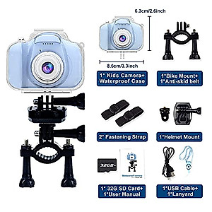 Dylanto Upgrade Kids Waterproof Camera Christmas Birthday Gifts for Girls Age 3-12 Children Digital Camera Underwater, HD Video Toddler Camera Toy for 5 6 7 8 9 10 Year Old Boys (Blue)