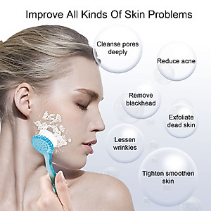 Beomeen Facial Cleansing Brush, 4 Colors Facial Exfoliating Brush Face Wash Scrub Exfoliator Brush for Makeup Skincare Removal, (Blue, Pink, Purple, Clear)