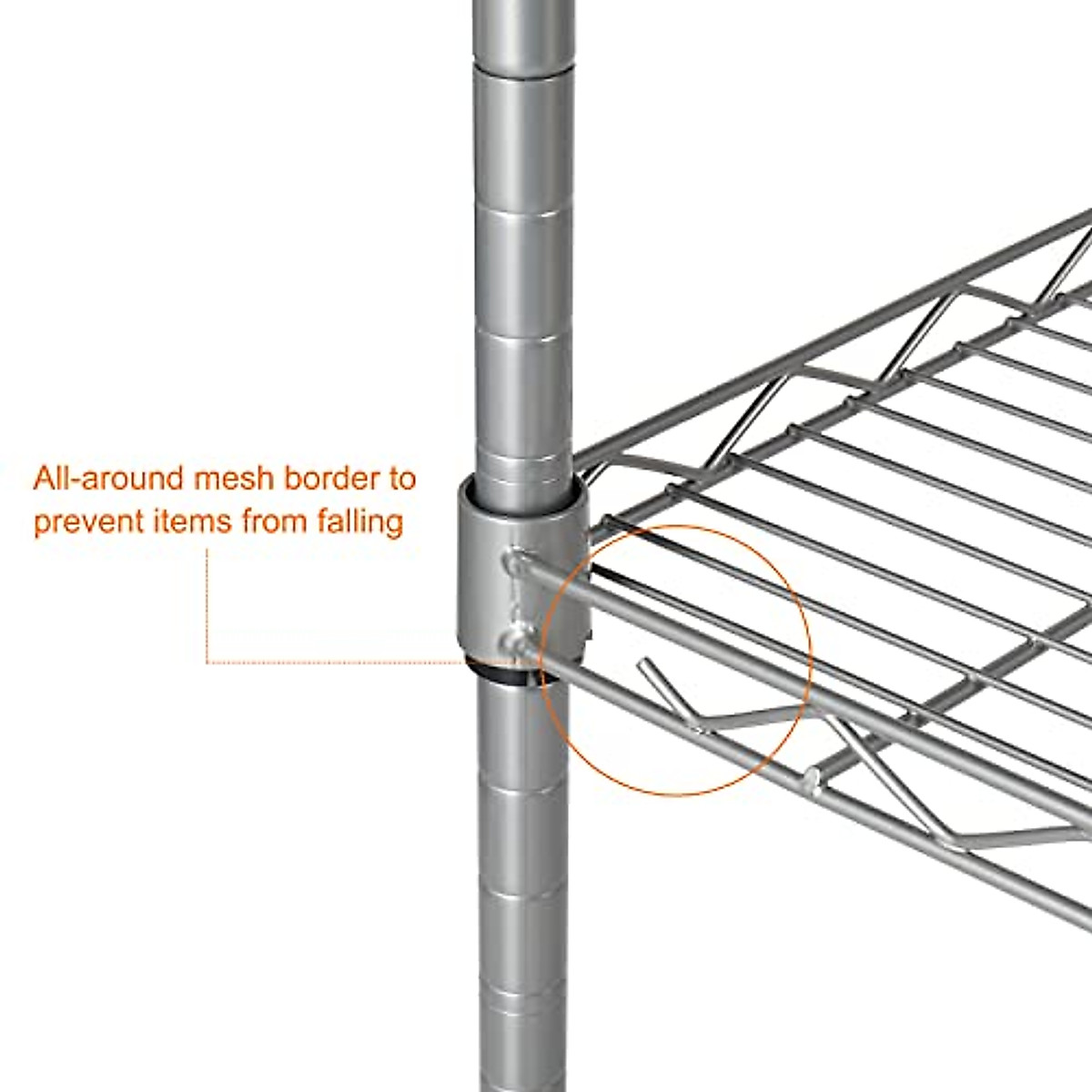Karl home 5 Tier Wire Shelving Unit Height Adjustable Storage Metal Shelf, Heavy Duty Garage Rack for Office, Kitchen, Laundry (21.3" L x 11.4" W x 59.1" H, Silver)