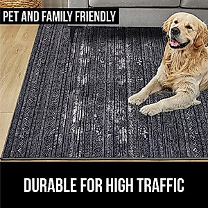 Gorilla Grip Soft Abstract Area Rug, Slip-Resistant Rubber Backing, Boho Modern Rugs, Low Profile Design, Resists Shedding and Fading, Home Décor for Living Room, Bedroom, 2.3 x 3.3, Charcoal Ivory