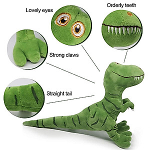 VSFNDB Stuffed Dinosaur Animal Plush Toys 11 Inches Green T-Rex Tyrannosaurus Animal Stuffed Plushies Super Soft Cute Cuddly Pillow Cushion Rex Stuff Dolls Gifts for Children Kids Boys Girls, 11Inches