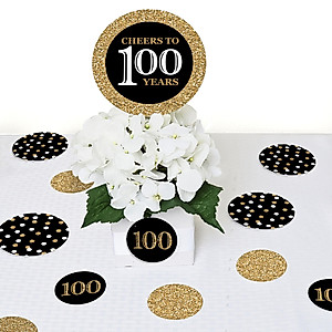 Big Dot of Happiness Adult 100th Birthday - Gold - Birthday Party Giant Circle Confetti - Party Decorations - Large Confetti 27 Count