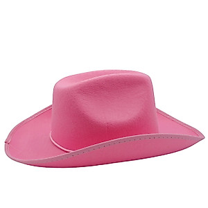 4E's Novelty Cowboy Hat for Women & Men, Felt Cowgirl Hat for Adults, Western Party Dress Up Accessories (Pink)