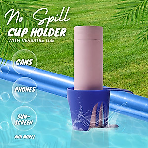 TonGass (6-Pack) Poolside Cup Holders (Blue) - Compatible with Above Ground Pools with 2 Inches or Thinner Round Top Bars - Strong and Durable Easy to Use Clip-On No-Spill Cup Holders