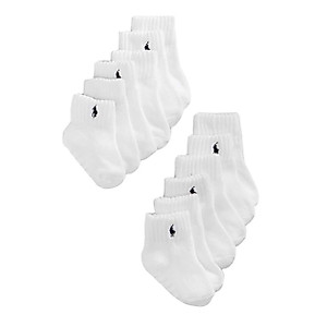 Polo Ralph Lauren Baby Boys Pony Logo Socks 6-Pack (6-12 Months, White)