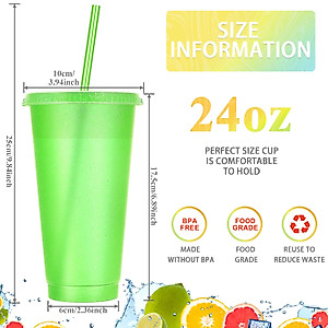 Honeydak 30 Pack Tumbler with Straw and Lid Bulk Water Bottle Iced Coffee Travel Mug Cup Reusable Plastic Cups for Parties Birthdays 24-27 oz (Elegant Color)