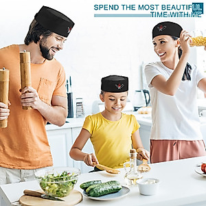 6 Pieces Unisex Chef Hats Mesh Top Kitchen Cooking Caps Breathable Cook Hats for Men Women Skull Fabric Chef Cap Elastic Food Kitchen Beanie Black