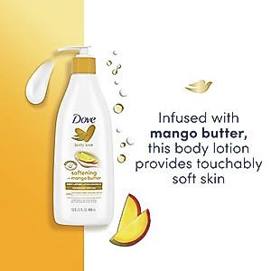 Dove Body Love Softening Body Lotion with Mango & Almond Pack of 3 For Touchably Soft Skin Butters Lotion for Dry Skin with Restoring Ceramide Serum 13.5 oz