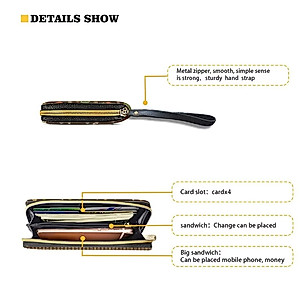 WHOSGNIHT Mushroom Snail Womens Purse Wristlet Wallet Floral Zipper Clutch Leather Card Case Handbag Phone Bag