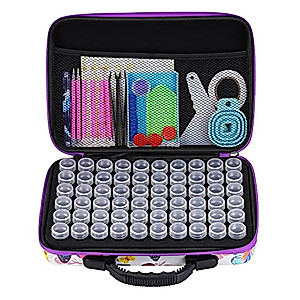 Freewindo Diamond Painting Storage Containers with Diamond Painting Tools Kits, 60 Slots Diamond Painting Accessories Kit for Diamond Art Rhinestones Jewelry Bead Organizer and Storage (Purple)
