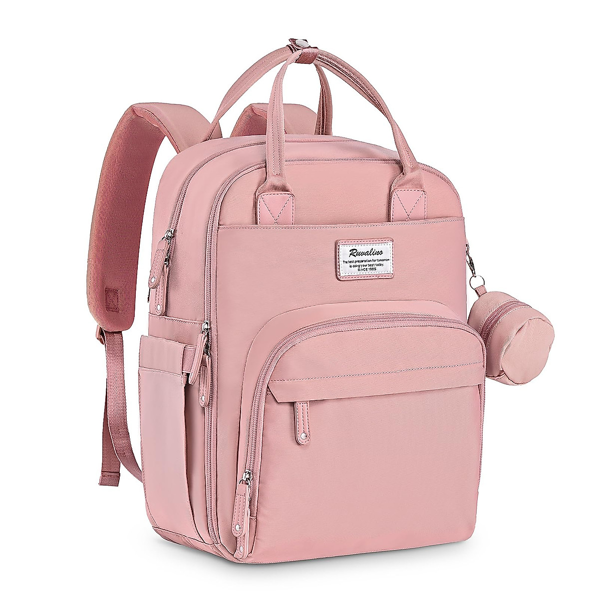 RUVALINO Diaper Bag Backpack, Multifunction Travel Pack Maternity Baby Changing Bags, Large Capacity, Waterproof, Pink