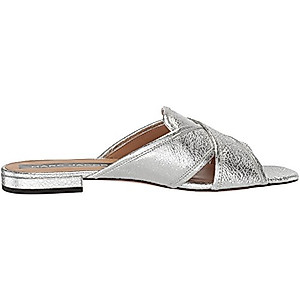 Marc Jacobs Women's AURORA FLAT SANDAL Slide, silver, 36 M EU (6 US)