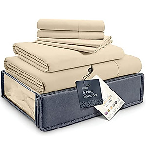 BELADOR Silky Soft King Sheet Set - Luxury 6 Piece Bed Sheets for King Size Bed, Secure-Fit Deep Pocket Sheets with Elastic, Breathable Hotel Sheets and Pillowcase Set, Wrinkle Free Oeko-Tex Sheets