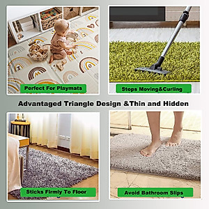 2024 Newest 8 Pcs Rug Gripper, Reusable Carpet Tape Rug Tape for Hardwood Floors, Stops Curling and Bunching, Under Rug Non Slip Rug Pads Carpet Stickers, Rug Grips Rug Corners to Hold Rug Down