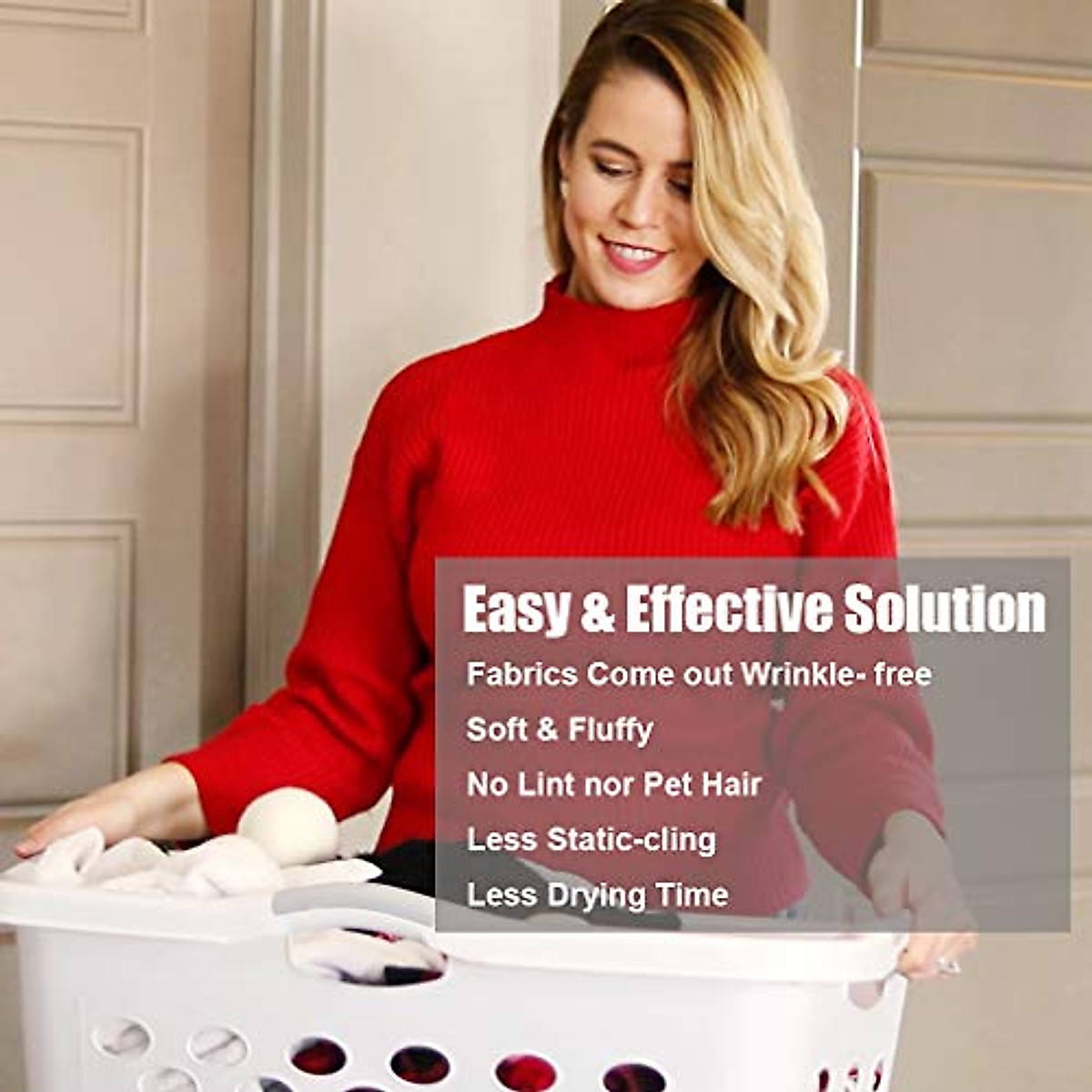 Wool Dryer Balls 6 Pack XL, 3" Genuine New Zealand Wool to Core, 100% Organic Fabric Softener Alternative, Baby Safe & Chemical Free, Reduce Wrinkles & Shorten Drying Time by LEVIBASIC (White-6pcs)