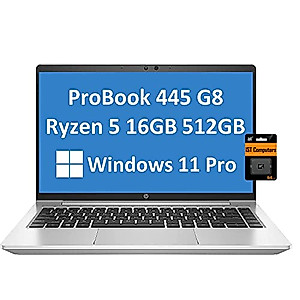 HP ProBook 445 G8 14" FHD (16GB DDR4 RAM, 512GB PCIe SSD, AMD 6-Core Ryzen 5 5600U (Beats i7-10750H)) Full HD 1080p IPS Business Laptop, Backlit Keyboard, Type-C, Webcam, Win11 Pro
