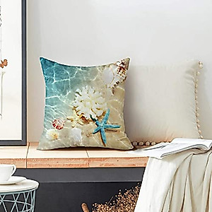 ZFYIPOK Beach Throw Blanket, Ocean Beach Theme Lightweight Throw Blanket, Travel Blanket Cozy Plush Warm Blankets with 18x18 Inch Pillowcase for Bedroom Living Rooms Sofa Beds Office 50x40 Inch