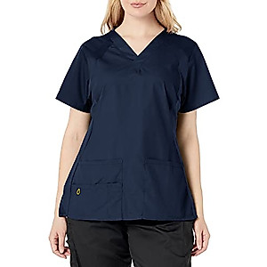 WonderWink Womens Origins Lima Plus Size Women's Top Medical Scrubs Shirt, Navy, XX-Large US